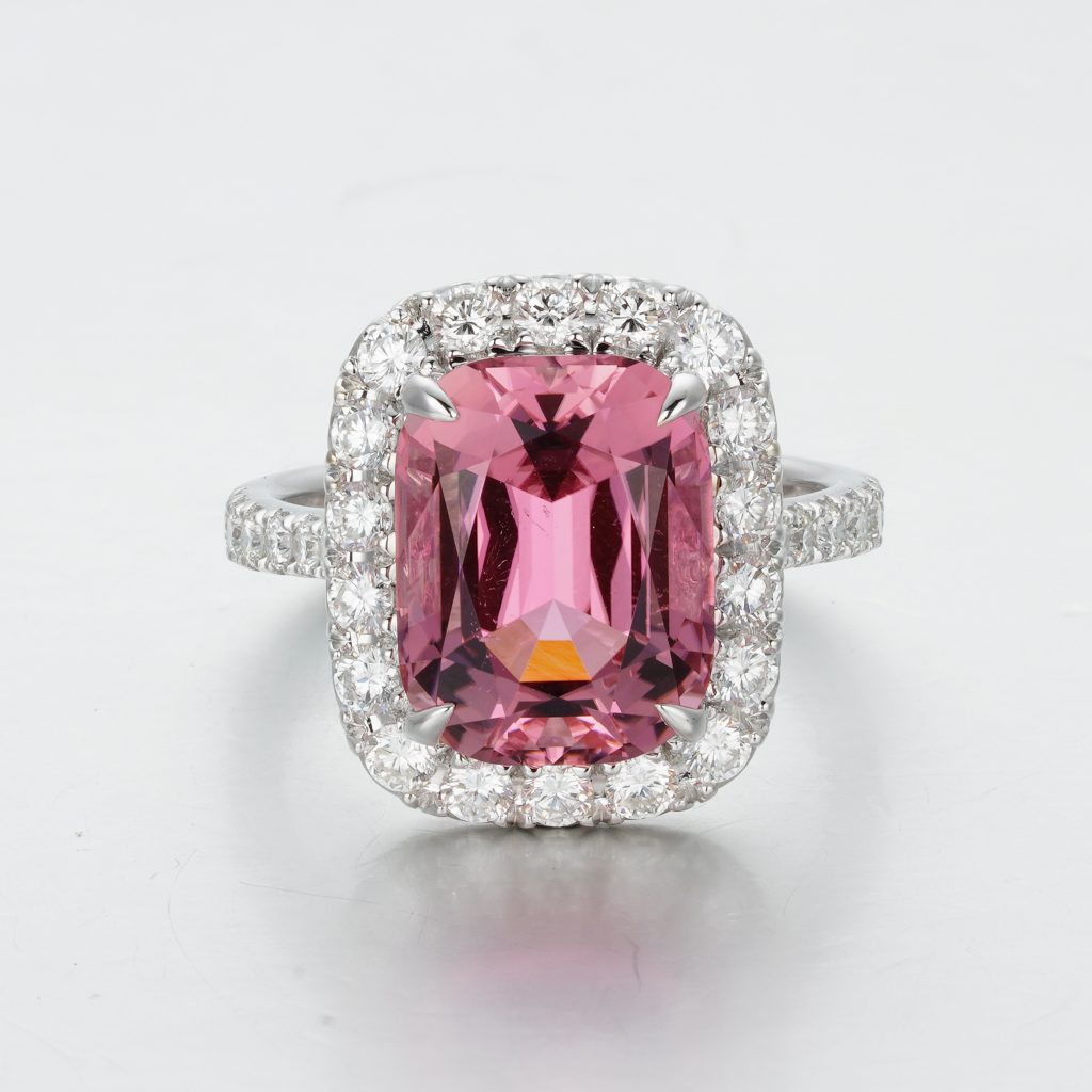 Spinal Ring with Double Diamond Halo - Pan Gems Inc.