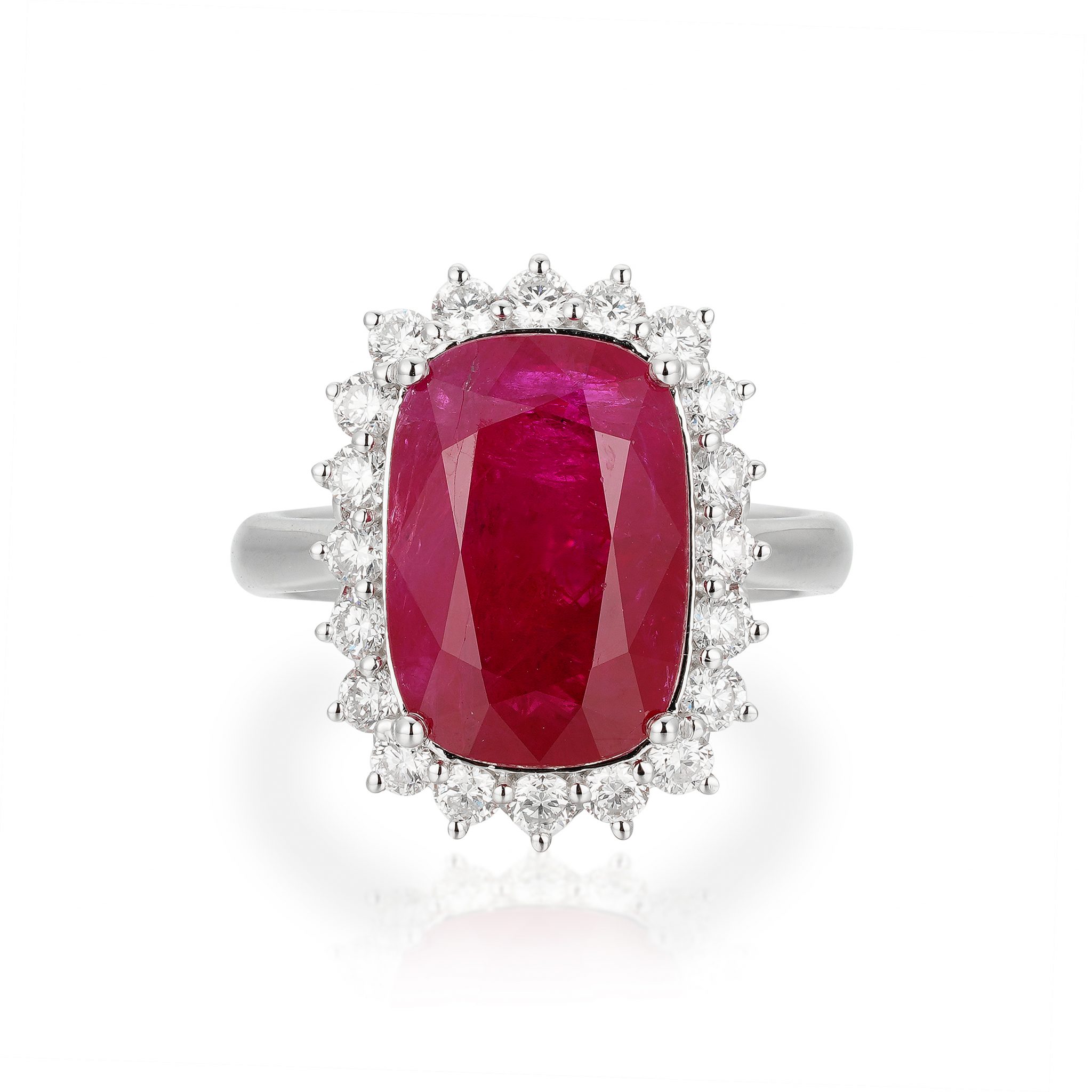 Ruby Ring with Diamonds in 18K - Pan Gems Inc.